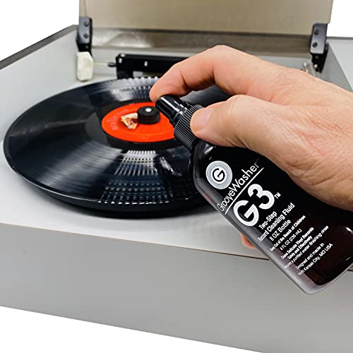 GrooveWasher G3 Two-Step Record Cleaning Fluid, 8 fl oz β Professional Deep Cleaning Vinyl Record Solution, Anti-Static on Contact, Works Great with Record Cleaning Machines, Specially Formulated for Tough to Clean LPs