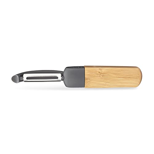Full Circle Peel Good Collection Straight Peeler – Bamboo and Stainless Steel Fruit and Vegetable Peeler – Removable Swivel Head - Kitchen Tool for Carrots, Apples, Potatoes and More