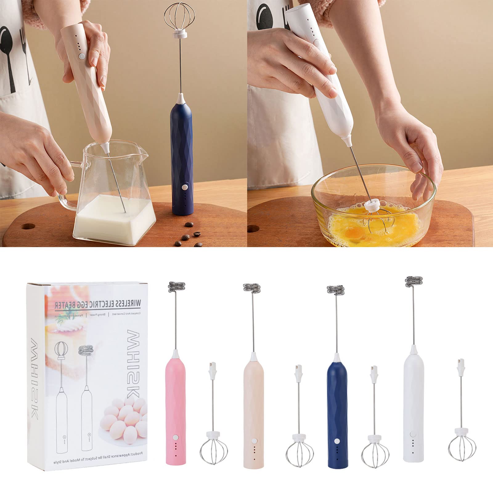Home Electric Mixer Milk Beater Double-Head Coffee Frother Foamer Machine Stainless Steel For Kitchen Food Processor Small Electric Whisk Mixer Mini Hand-held For Coffee Shakes Stirring Stainless Tool