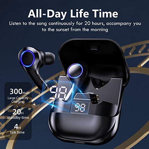 Brand Bluetooth Earbuds - Noise Cancelling Wireless Waterproof Headphones - Workout Earbuds with Smart Touch - Surround Sound Bluetooth Earbuds with Microphone and Charging Case - Carry Bag (White)