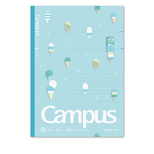 KOKUYO Composition Notebooks, 5 Pack Campus Semi-B5 Comp Book with Dot B 6mm Ruled, 30 Sheets, School Lined Notebook in Snack Motif, Journal Notebook for Women Work Study Note Taking (NO-3CBTN-L36X5)