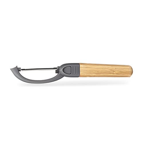 Full Circle Peel Good Collection Straight Peeler – Bamboo and Stainless Steel Fruit and Vegetable Peeler – Removable Swivel Head - Kitchen Tool for Carrots, Apples, Potatoes and More