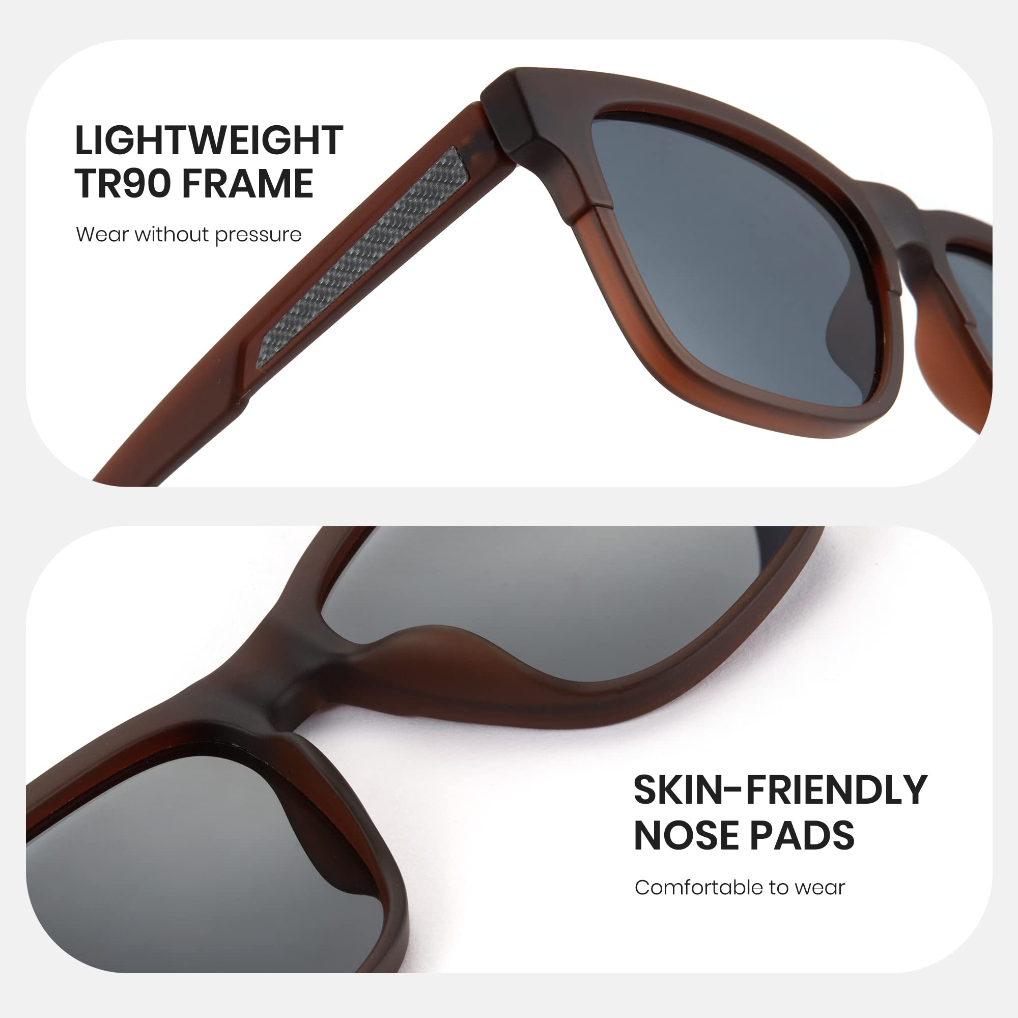 Cyxus 2024 Polarized Rectangular Sunglasses Men Square UV Protection Fashion TR Frame Male Shades Black-2