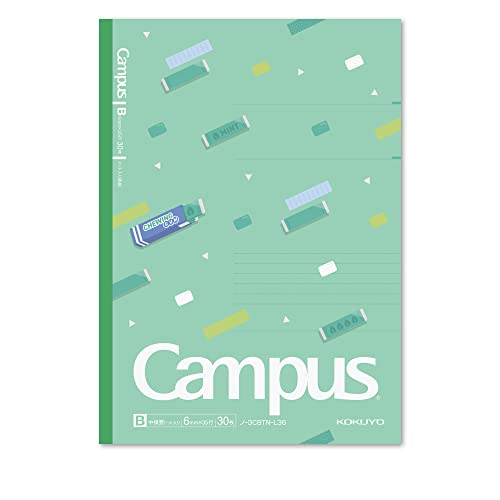 KOKUYO Composition Notebooks, 5 Pack Campus Semi-B5 Comp Book with Dot B 6mm Ruled, 30 Sheets, School Lined Notebook in Snack Motif, Journal Notebook for Women Work Study Note Taking (NO-3CBTN-L36X5)