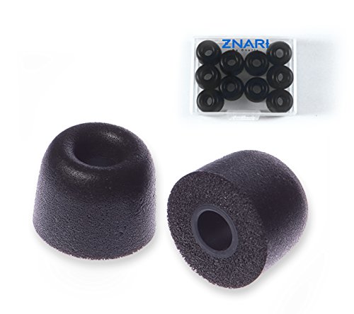 ZNARI Earphone Earbud Foam Tips - T500 - MEDIUM SIZE (10 Black, 1 Red, 1 Blue - 6 Pairs)