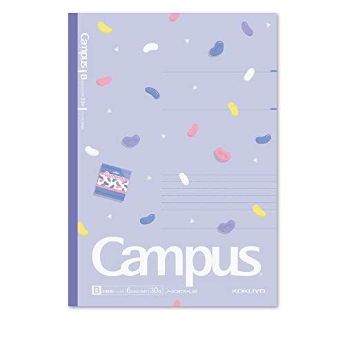 KOKUYO Composition Notebooks, 5 Pack Campus Semi-B5 Comp Book with Dot B 6mm Ruled, 30 Sheets, School Lined Notebook in Snack Motif, Journal Notebook for Women Work Study Note Taking (NO-3CBTN-L36X5)