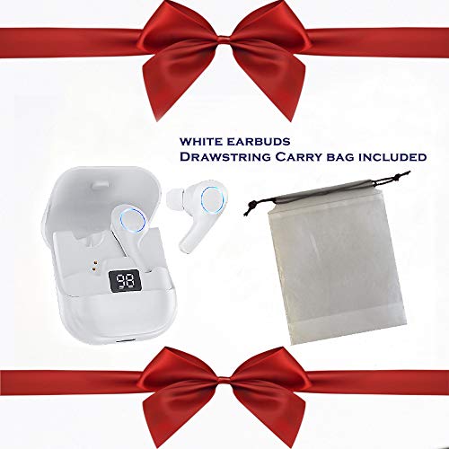 Brand Bluetooth Earbuds - Noise Cancelling Wireless Waterproof Headphones - Workout Earbuds with Smart Touch - Surround Sound Bluetooth Earbuds with Microphone and Charging Case - Carry Bag (White)