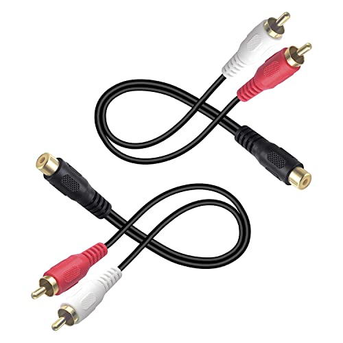 QDiShi 2 Pack RCA Splitter 1 Female to 2 Male, Stereo Audio Y Cable, Gold Plated Dual RCA Male Adapter for Car Audio, Home Theater, Subwoofer, TV, CD Player and so on
