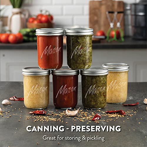 Paksh Novelty Mason Jars - Food Storage Container - 6-Pack - Airtight Container for Pickling, Canning, Candles, Home Decor, Overnight Oats, Fruit Preserves, Jam or Jelly