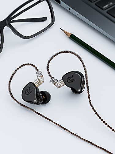 erjigo Earphone, Customized Comfort, GK-GS10Earbuds, 4BA+1DD Configuration, Noise-canceling Headphone, HiFi Sports&Fitness Headphones (Silver with Microphone)