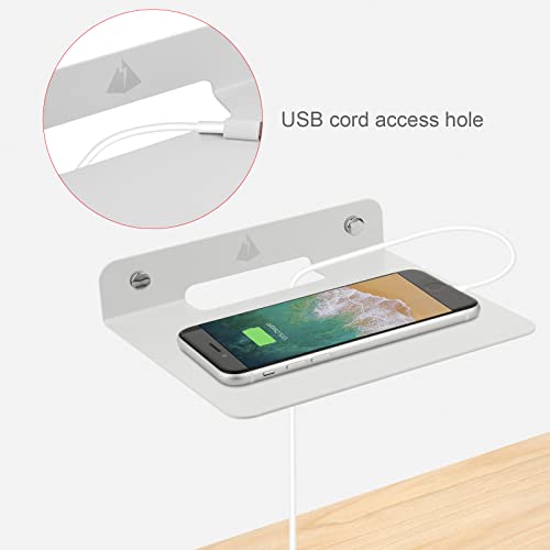 TXEsign Floating Wall Shelves-2 Pack, Wall Shelf Speaker Mount for Bluetooth Speaker, Webcam, Cell Phones, Mesh Router,Toy Display Shelf Metal Speaker Shelf (White, 2)