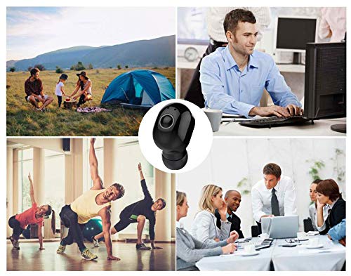 Mini Invisible Bluetooth Headphone Handsfree in Ear Headset Earbud Earphone with Microphone Noise Cancelling Wireless Earbud for iPhone, Samsung, HTC, Sony and Much More Android Phones (1 x Black)