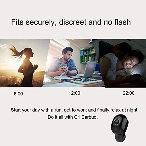Mini Invisible Bluetooth Headphone Handsfree in Ear Headset Earbud Earphone with Microphone Noise Cancelling Wireless Earbud for iPhone, Samsung, HTC, Sony and Much More Android Phones (1 x Black)