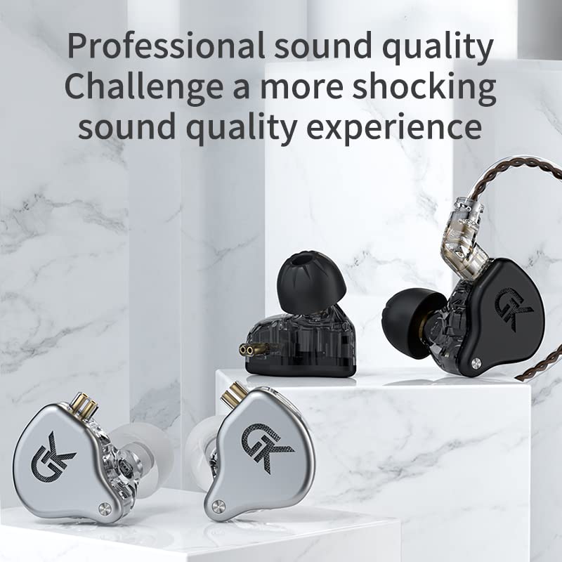 erjigo Earphone, Customized Comfort, GK-GS10Earbuds, 4BA+1DD Configuration, Noise-canceling Headphone, HiFi Sports&Fitness Headphones (Silver with Microphone)