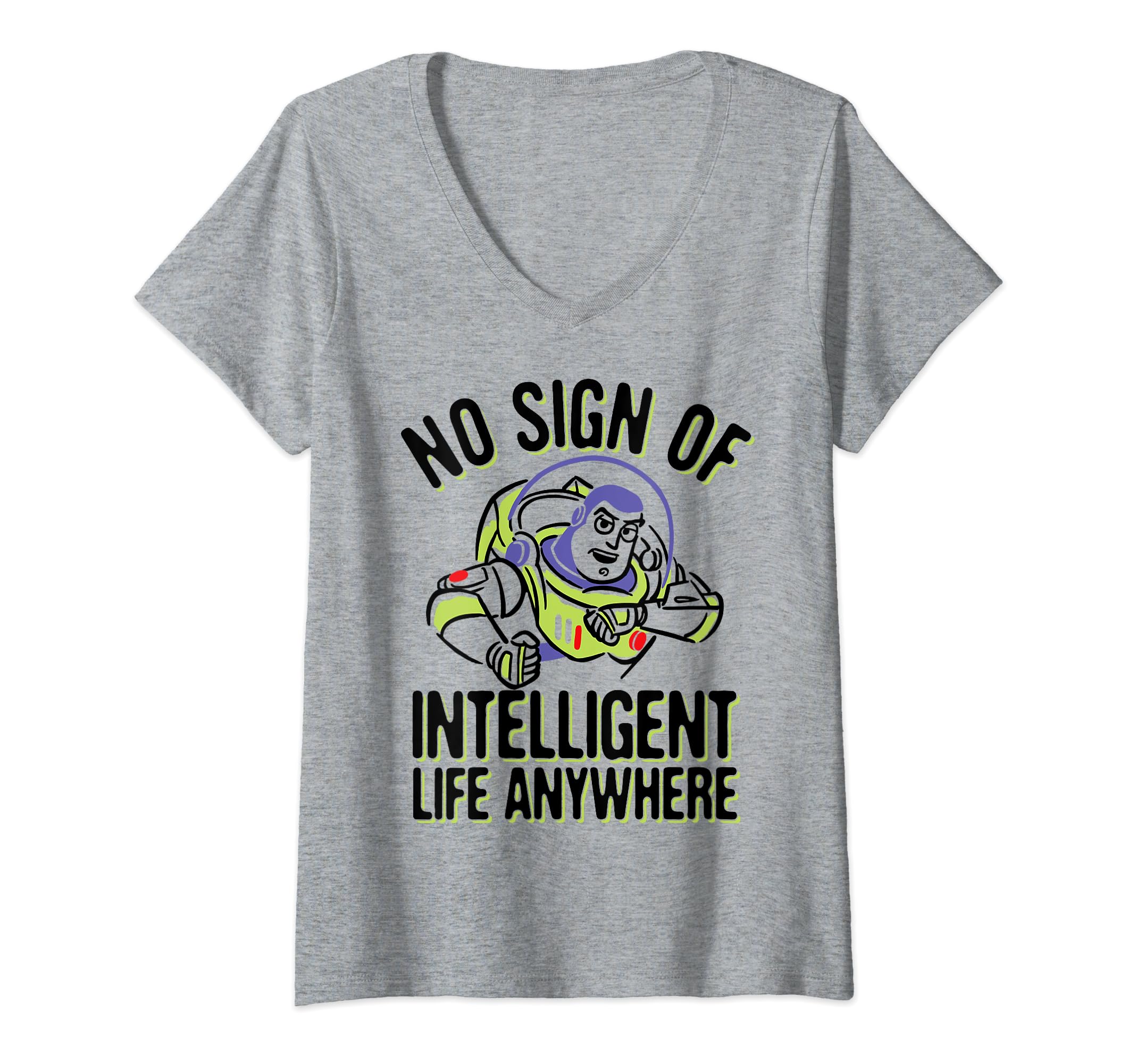 Womens Disney Pixar Toy Story Buzz Lightyear No Intelligent Life V-Neck T-Shirt