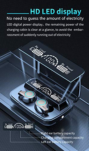 Wireless Earbuds, Bluetooth 5.1 Headphones 180 Hours Playtime Earphones with Microphone, in Ear Headset IPX7 Waterproof Earbuds Noise Cancelling, LCD Display for Sports/Working