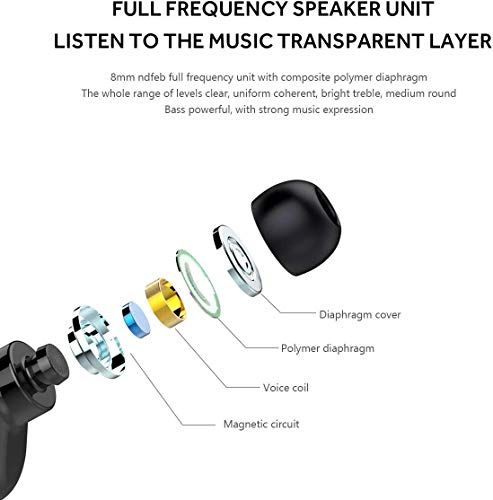 Mini Invisible Bluetooth Headphone Handsfree in Ear Headset Earbud Earphone with Microphone Noise Cancelling Wireless Earbud for iPhone, Samsung, HTC, Sony and Much More Android Phones (1 x Black)