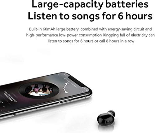 Mini Invisible Bluetooth Headphone Handsfree in Ear Headset Earbud Earphone with Microphone Noise Cancelling Wireless Earbud for iPhone, Samsung, HTC, Sony and Much More Android Phones (1 x Black)