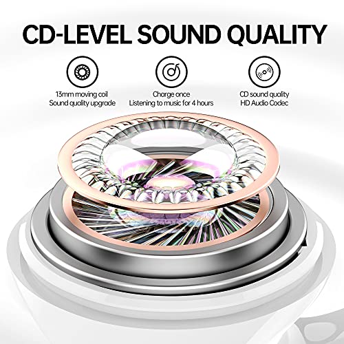 Hrbzo Wireless Earbuds Bluetooth Headphones Stereo Sound Earphones 30H Playtime Wireless Charging Case & Power Display, Touch Control IPX6 Waterproof Stereo Earphones in-Ear Built-in Mic Headset