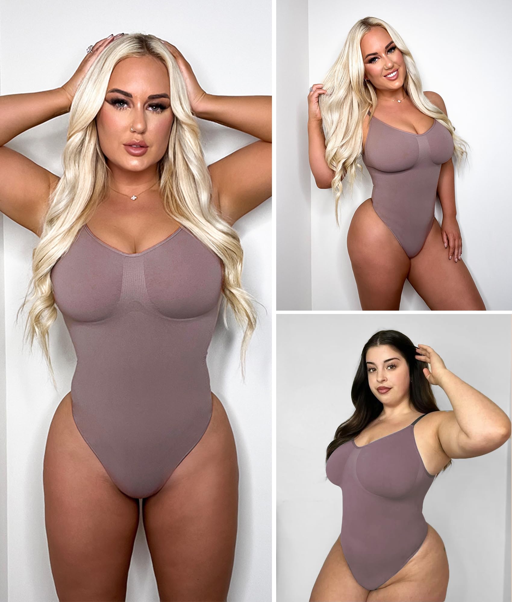 SHAPERX Women's Shapewear Bodysuit Tummy Control Body Shaper Seamless Sculpting Snatched Waist Body Suit,SZ5215-Umber-L/XL