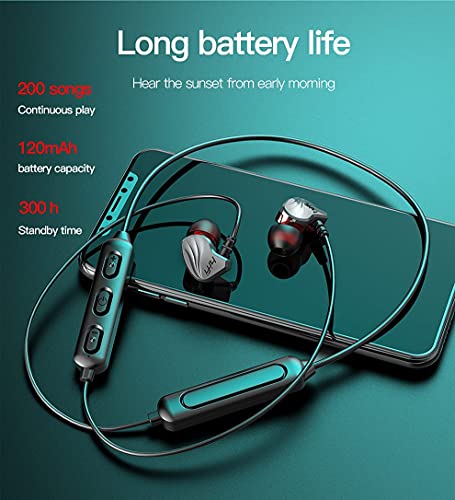 Wireless Stereo Earbuds – Neck Hanging Type Sports,HiFi Bass Stereo Running Headphones,Bluetooth 5.0,Call Function, Voice Control, Power Display,12 Hours Play Time, Built-in Microphone (Black) (BLACK)