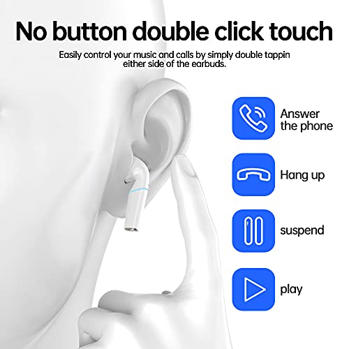 Hrbzo Wireless Earbuds Bluetooth Headphones Stereo Sound Earphones 30H Playtime Wireless Charging Case & Power Display, Touch Control IPX6 Waterproof Stereo Earphones in-Ear Built-in Mic Headset