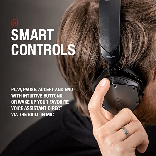 V-MODA M-200 ANC Noise Cancelling Wireless Bluetooth Over-Ear Headphones with Mic for Phone-Call, Matte Black