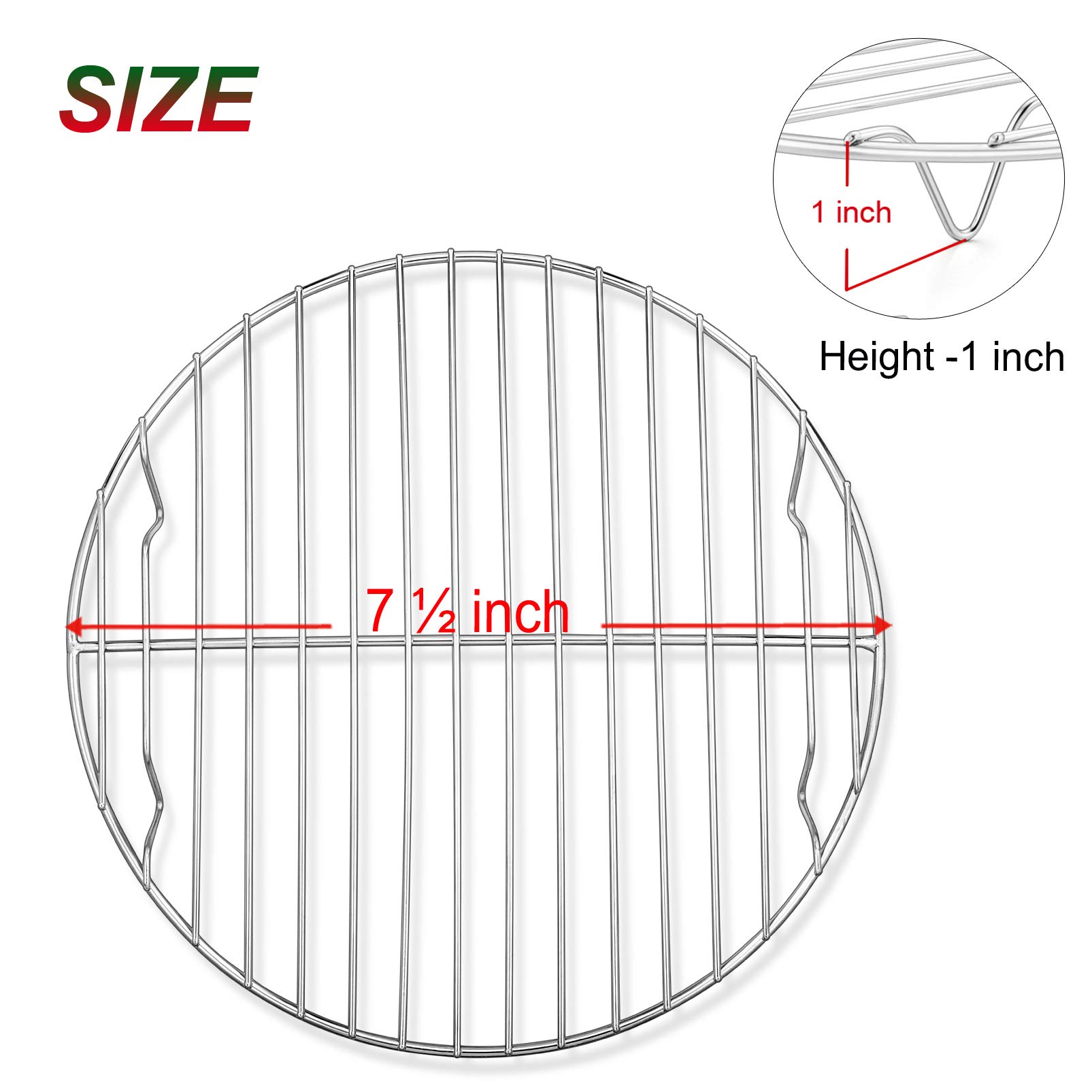 P&P CHEF Cooking Rack Round, Stainless Steel Round Rack for Cooking Cooling Steaming Baking, Fit Air Fryer Pot Pressure Cooker, 2 Pack -Oven & Dishwasher Safe, 7½ Inch