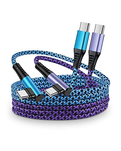 USB C to USB C Cable [2Pack/6FT], 60W Fast Charger USB C to C Charging Cable Right Angle Type C Cord for Samsung Galaxy S23 Ultra S22 S21 S20 A23 Note20 Google Pixel iPad MacBook, USB-C Android Cable