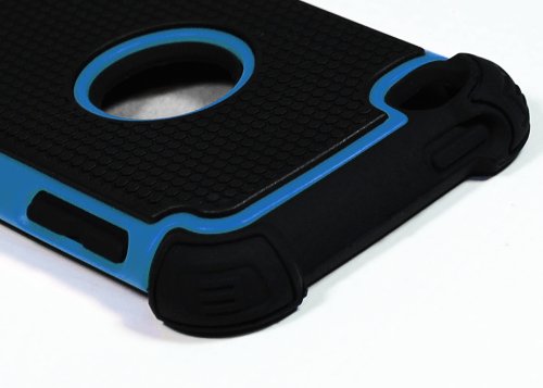 iPod Touch 4 Case, Bastex Hybrid Slim Fit Black Rubber Silicone Cover Hard Plastic Blue & Black Shock Case for Apple iPod Touch 4, 4th Generation