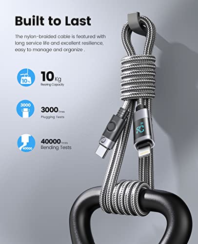 ORICO USB-C to Lightning Cable, 29W PD Syncing Cord LED Display Fast Charging, High Speed Data Transfer Cord Compatible with iPhone 13 12 11 Pro Max XS XR X 8 7 Plus AirPods Pro and More