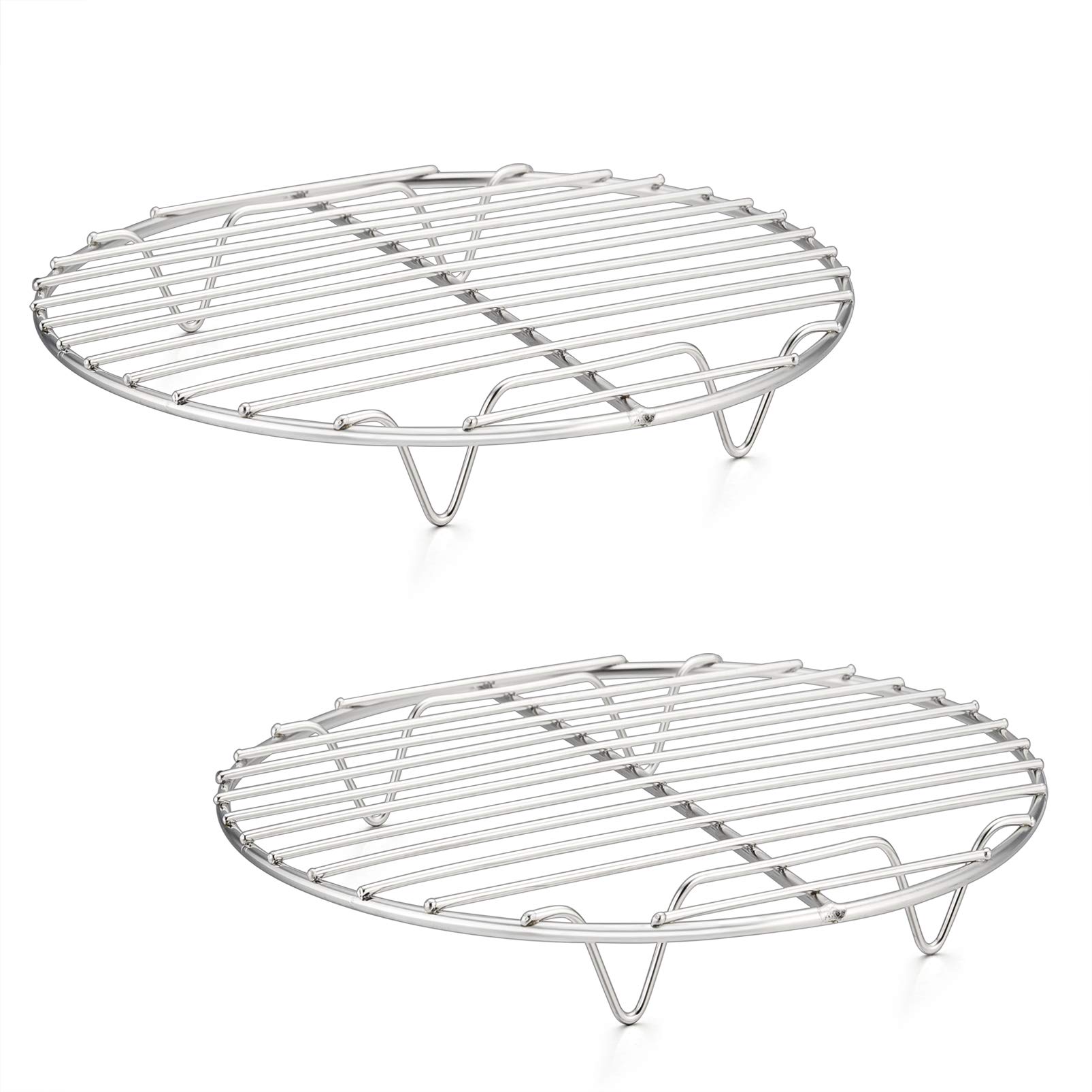 P&P CHEF Cooking Rack Round, Stainless Steel Round Rack for Cooking Cooling Steaming Baking, Fit Air Fryer Pot Pressure Cooker, 2 Pack -Oven & Dishwasher Safe, 7½ Inch