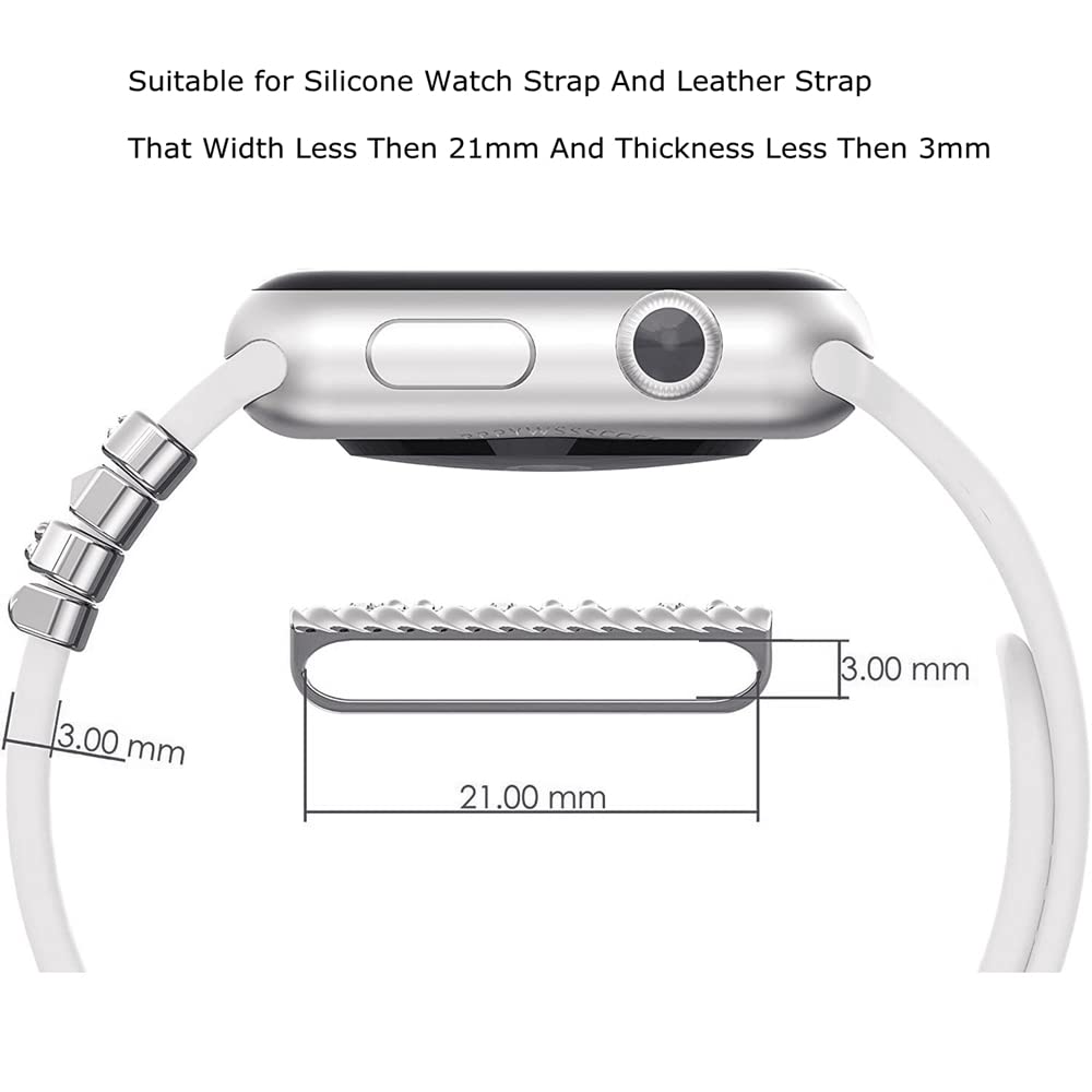 4PCS/Set Watch Bands Trinkets For Apple Watch Series SE 8 7 6 5 4 3 2 1 Ultra Strap Charms Loops Decorations,Tomcrazy Diamond Love Heart Watch Band Decorative Ring Compatible with Fitbit Charge 5