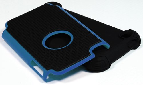 iPod Touch 4 Case, Bastex Hybrid Slim Fit Black Rubber Silicone Cover Hard Plastic Blue & Black Shock Case for Apple iPod Touch 4, 4th Generation