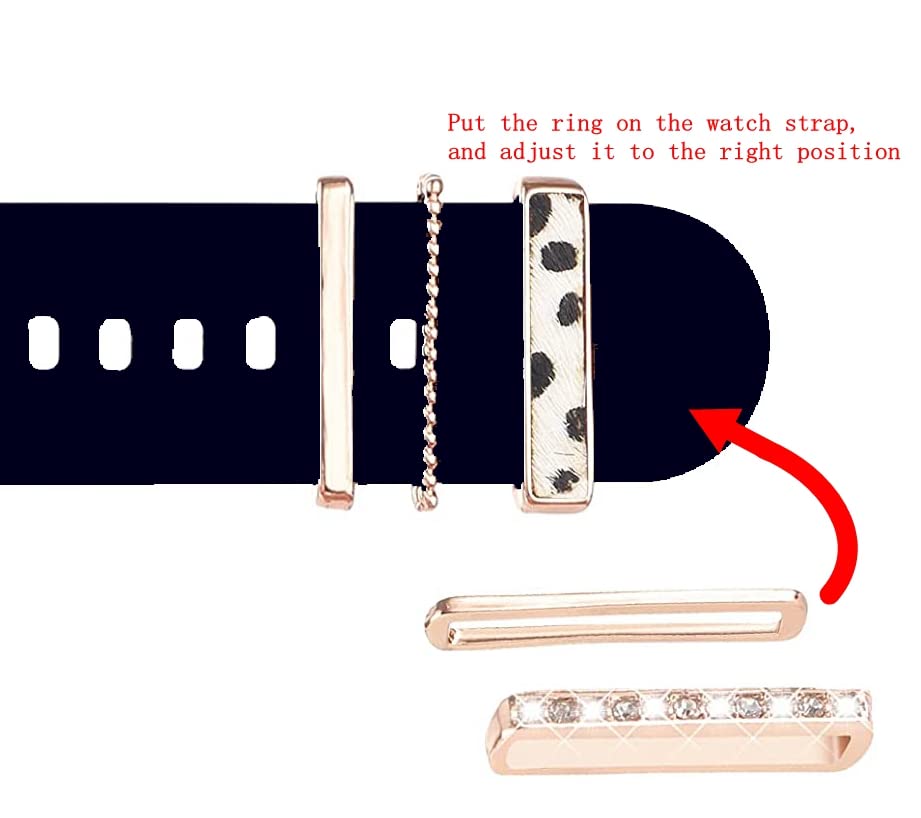 4PCS/Set Watch Bands Trinkets For Apple Watch Series SE 8 7 6 5 4 3 2 1 Ultra Strap Charms Loops Decorations,Tomcrazy Diamond Love Heart Watch Band Decorative Ring Compatible with Fitbit Charge 5