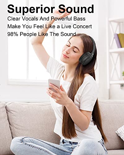 Vsonus H88 Active Noise Cancelling Headphones, Wireless Over Ear Bluetooth Headphones, 40H Playtime, HiFi Deep Bass Sound, Folding, Comfortable Earpads for Airplane, Travel, Home Office (Black)