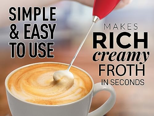 Zulay Powerful Milk Frother Handheld Foam Maker for Lattes - Whisk Drink Mixer for Coffee, Mini Foamer for Cappuccino, Frappe, Matcha, Hot Chocolate by Milk Boss (Cardinal Red)