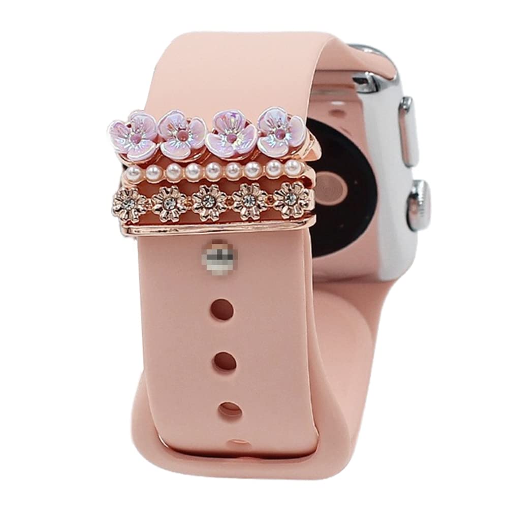 4PCS/Set Watch Bands Trinkets For Apple Watch Series SE 8 7 6 5 4 3 2 1 Ultra Strap Charms Loops Decorations,Tomcrazy Diamond Love Heart Watch Band Decorative Ring Compatible with Fitbit Charge 5