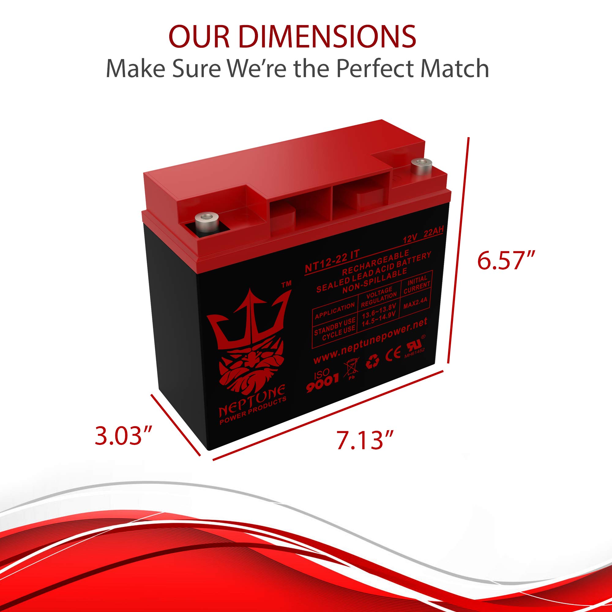Neptune Brand 12V 22Ah SLA Replacement Jumper Starter Battery for Solar Booster PAC ES2500 (SP12-22)