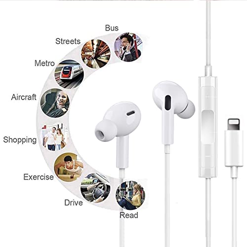 Lightning Headphone iPhone Headphone Earbuds with Lightning Connector(Built-in Microphone & Volume Control)[Apple MFi Certified] in-Ear StereoCompatible with iPhone 13 Pro Max/12/11/X/SE/8 7 - All iOS