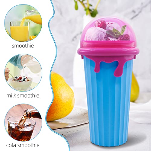 [Upgrade 500ML] Slushy Cup Slushy Maker Cup TIK TOK Frozen Magic Squeeze Cup - Quick Cool Slushy Milk Shake Ice Cream Smoothies Cup (500ml Blue)