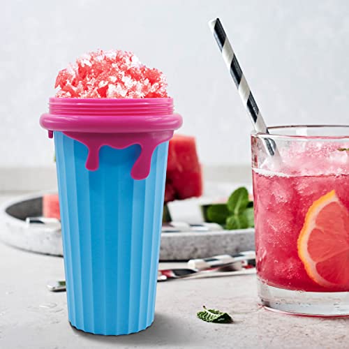 [Upgrade 500ML] Slushy Cup Slushy Maker Cup TIK TOK Frozen Magic Squeeze Cup - Quick Cool Slushy Milk Shake Ice Cream Smoothies Cup (500ml Blue)