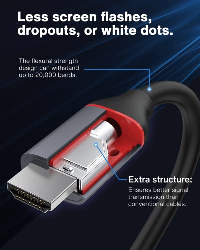 IVANKY 8K HDMI 2.1 Cable 10FT/3M, Certified High Speed HDMI 2.1 Cable, 4K@120Hz 8K@60Hz 48Gbps 144Hz, 7680P, DTS:X, eARC, HDR, for Roku TV/PS4 5/Xbox Series X