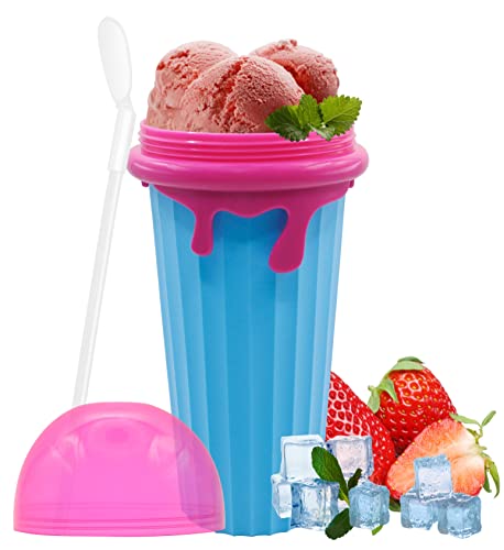 [Upgrade 500ML] Slushy Cup Slushy Maker Cup TIK TOK Frozen Magic Squeeze Cup - Quick Cool Slushy Milk Shake Ice Cream Smoothies Cup (500ml Blue)