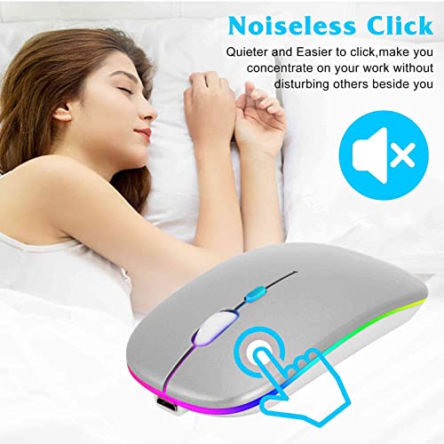UrbanX 2.4GHz & Bluetooth Mouse, Rechargeable Wireless Mouse for Huawei nova 6 5G Bluetooth Wireless Mouse for Laptop/PC/Mac/Computer/Tablet/Android RGB LED Sky Blue