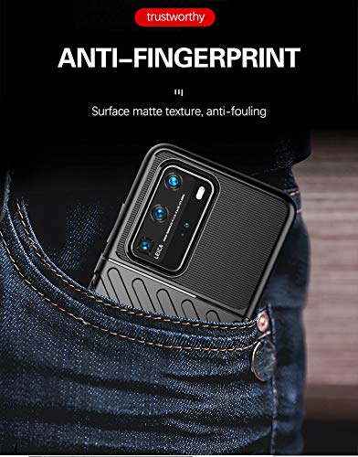 DFTCVBN Phone Case for Huawei P40 Pro Case, Huawei P40Pro ELS-N04 Case, Military Grade Shockproof Rugged Shield Anti-Scratch Soft TPU Back Cover Cases for Huawei P40 Pro Black