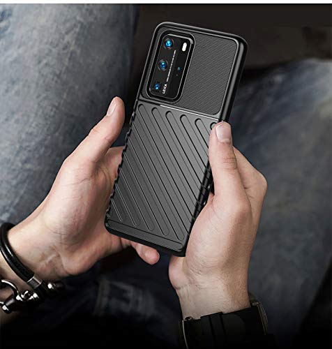 DFTCVBN Phone Case for Huawei P40 Pro Case, Huawei P40Pro ELS-N04 Case, Military Grade Shockproof Rugged Shield Anti-Scratch Soft TPU Back Cover Cases for Huawei P40 Pro Black