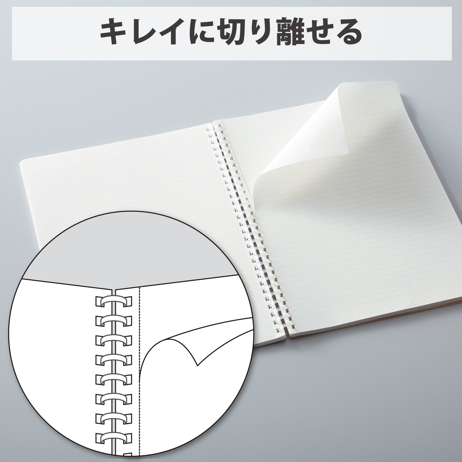 KOKUYO Spiral Lined Notebook, 10'' x 7'' Business Journal B5 Soft Ring Notebooks with A 6mm Ruled, 80 Perforated Sheets, Clear 1 Subject Notebook, Note Taking for Work. Japan Import (SU-SV508B-T)