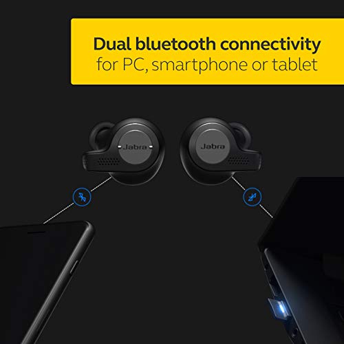 Jabra Evolve 65t True Wireless Bluetooth Earbuds, UC Optimized β Superior Call Quality and Connectivity β Passive Noise Cancelling Earbuds with up to 15 hours of Battery Life with Charging Case