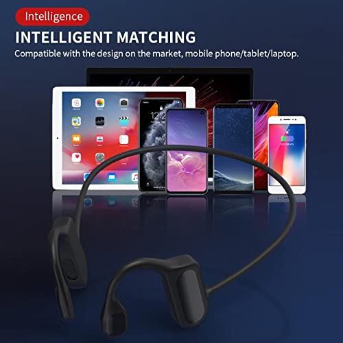 Betreasure Bone Conduction Headphones Wireless Earphone Bluetooth Earbuds Sports Waterproof HiFi Stereo Ear-Hook Headset with Microphone (Black)
